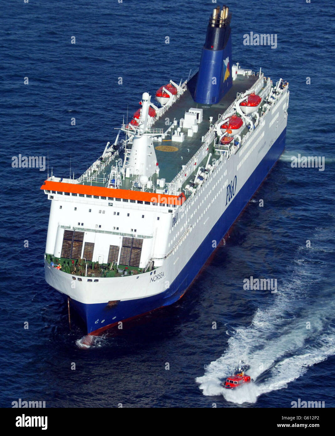 The P&O ferry Norsea, which was hit by a fire in one of its engine ...