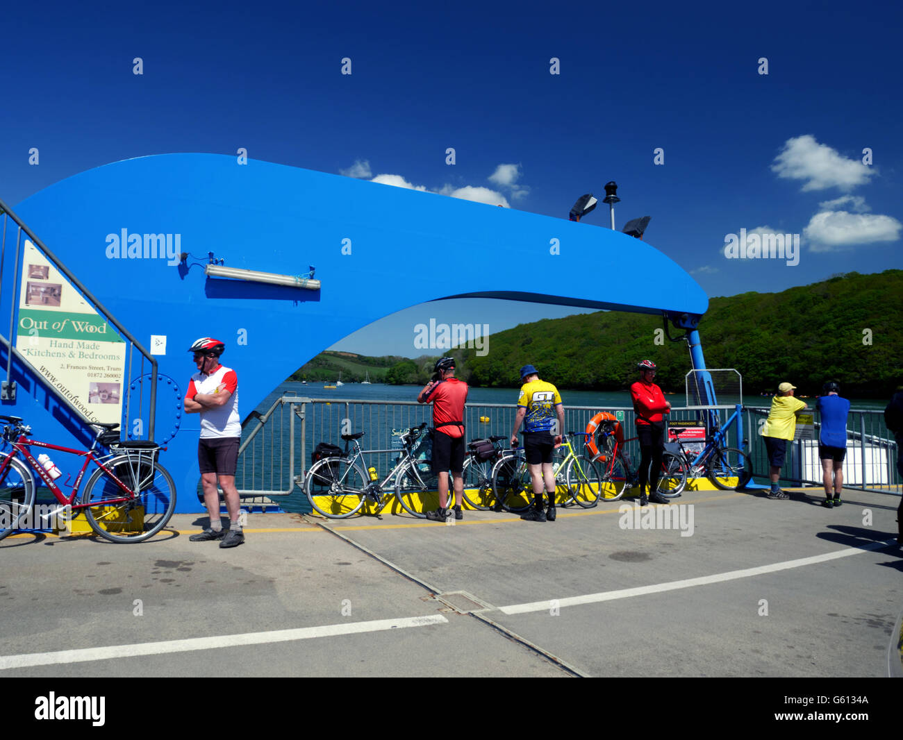 Passengers on the King Harry ferry crossing the River Fal between Feock ...