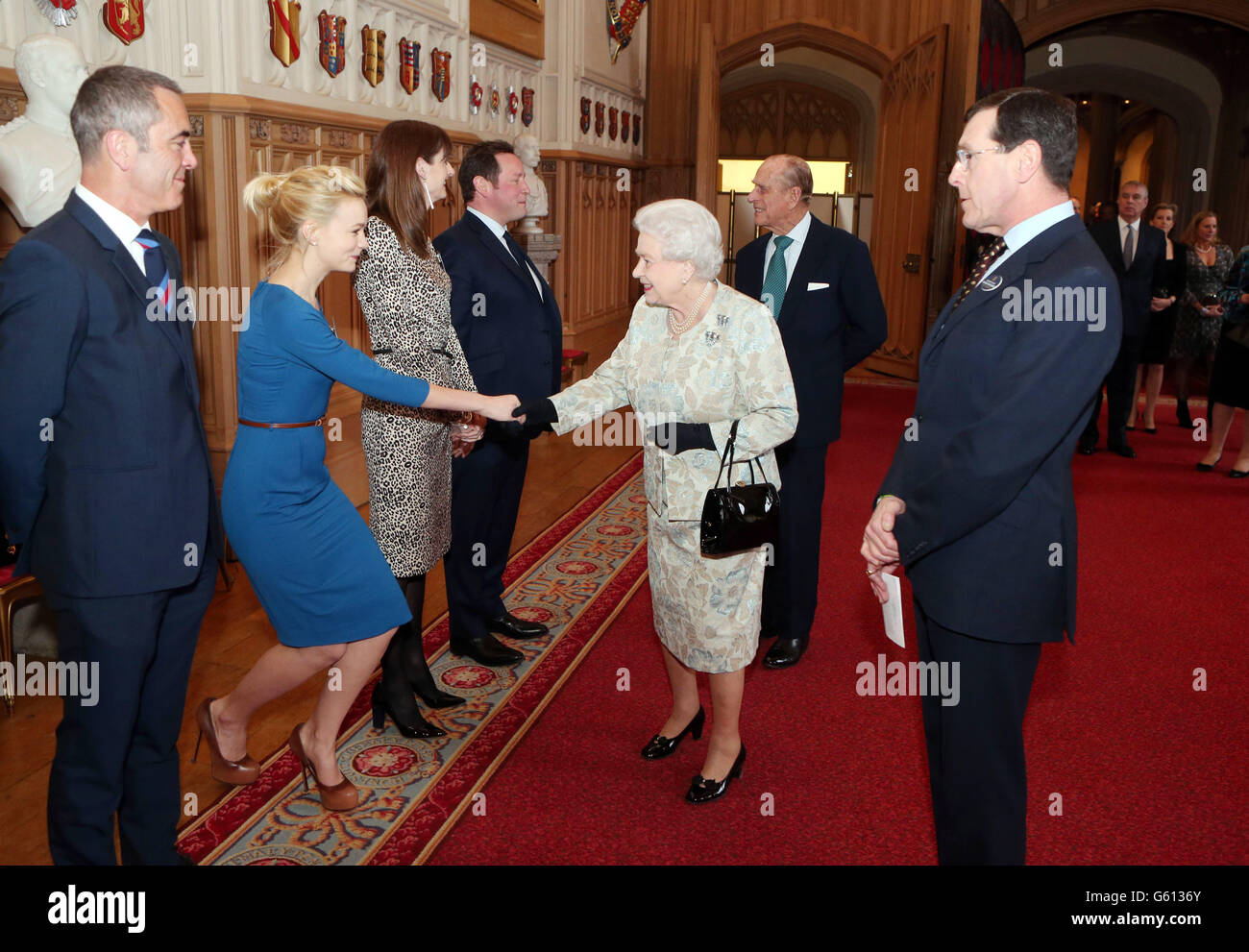 Stars join Queen to celebrate film Stock Photo - Alamy