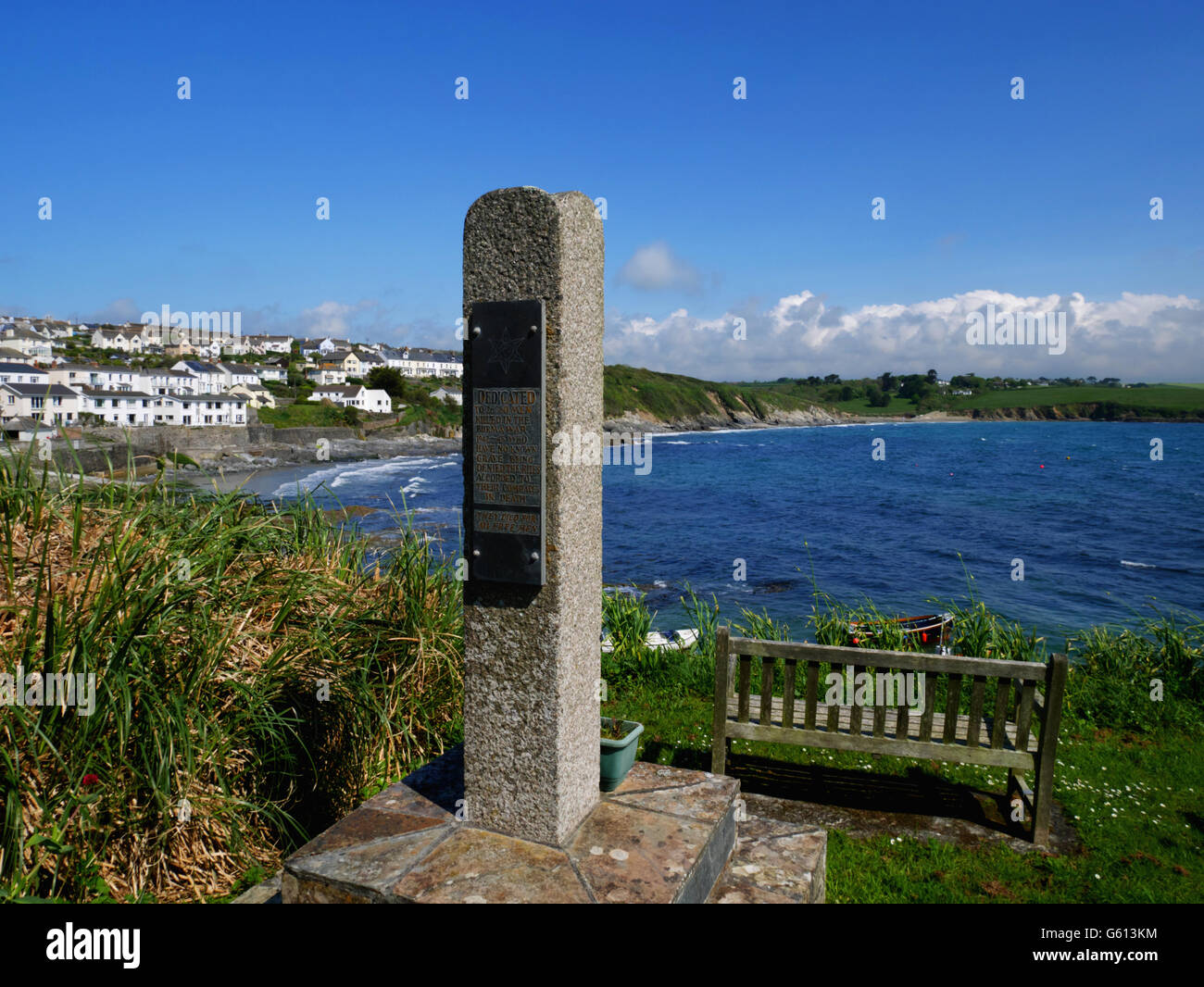 A granite memorial pillar to Burma War dead overlooking the harbour at ...