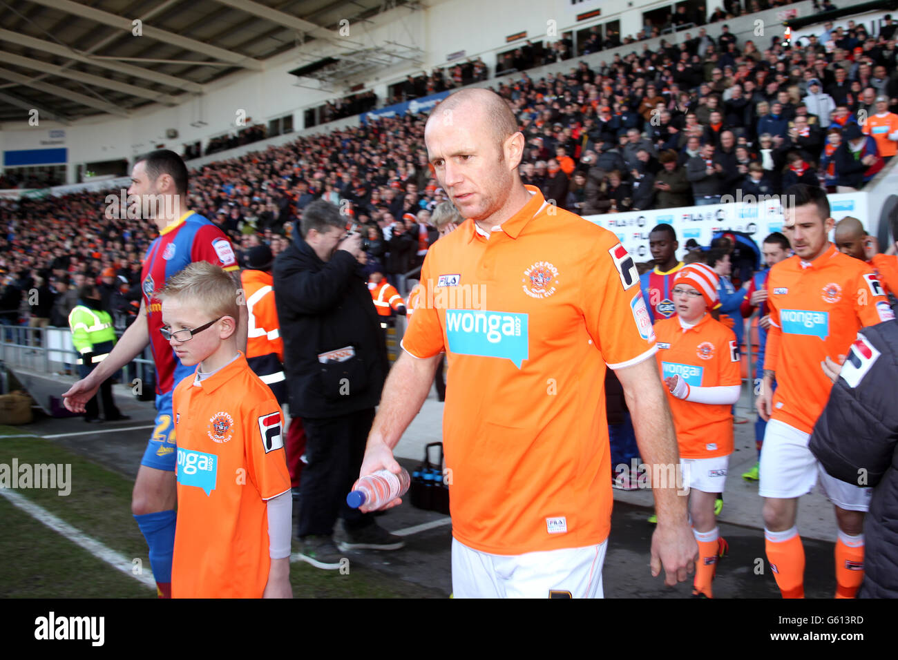 Blackpool's Stephen Crainey walks out at Bloomfield Road Stock Photo ...