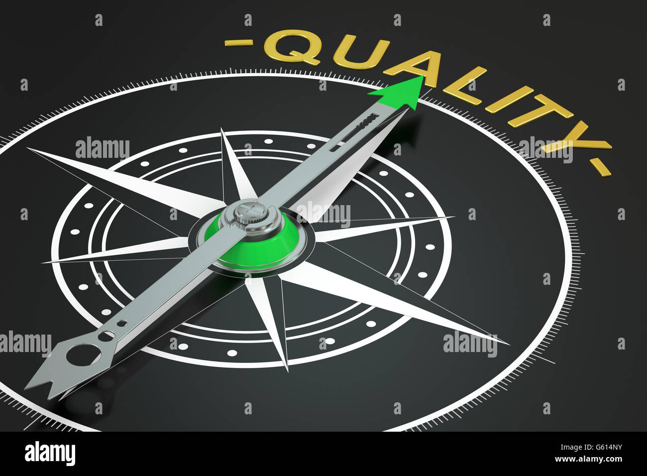 Quality compass concept, 3D rendering Stock Photo - Alamy