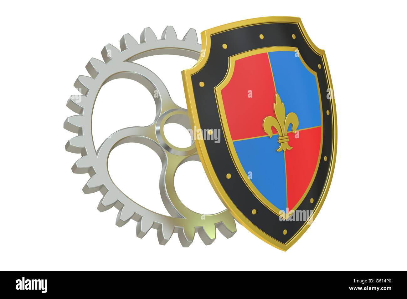 Shield with gear icon hi-res stock photography and images - Alamy