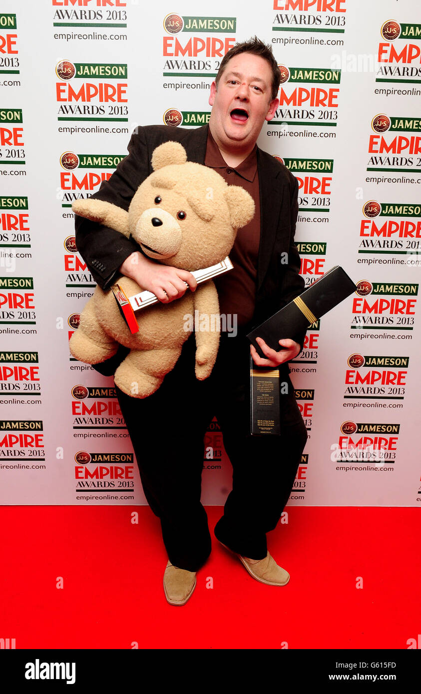 Presenter Johnny Vegas with Ted who won the Best Comedy award at the ...