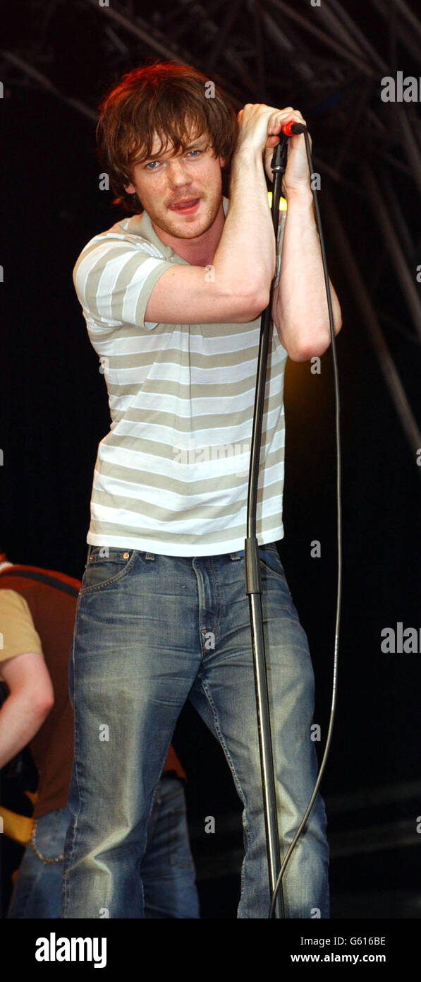 Roddy Woomble, lead singer with rock group Idlewild, performs on stage ...