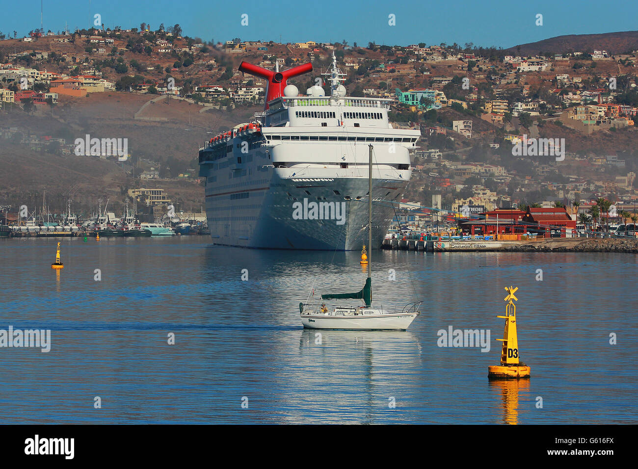 A cruise is seen in the port of Ensenada, Baja California Stock Photo ...