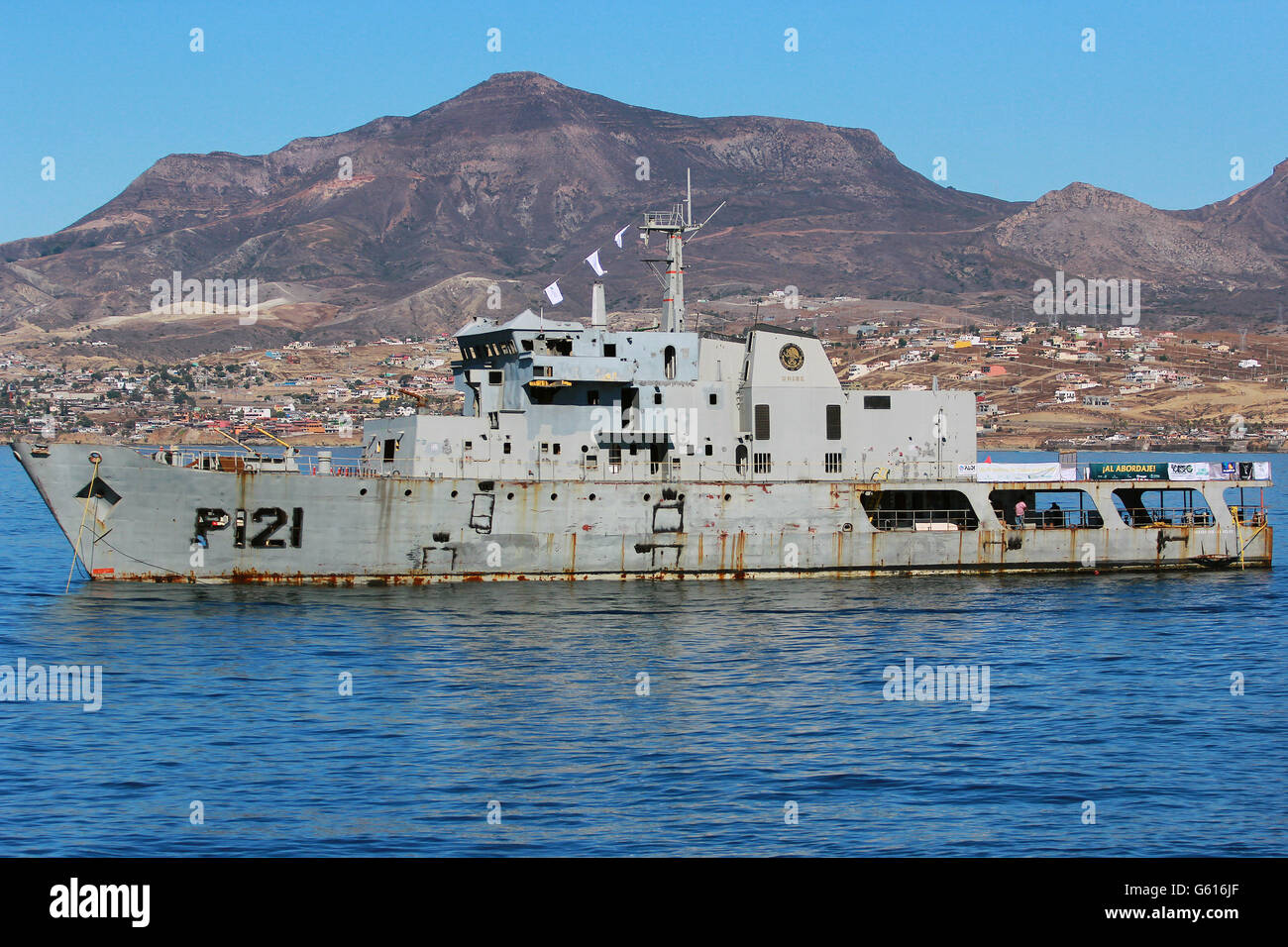Old Mexican Navy ship Stock Photo - Alamy