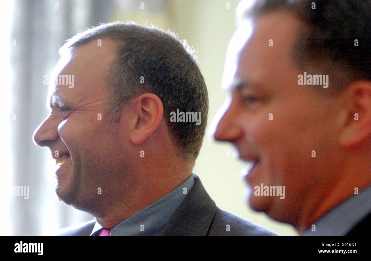 Culture minister Mike Watson (left) with Scotland's First Minister Jack ...