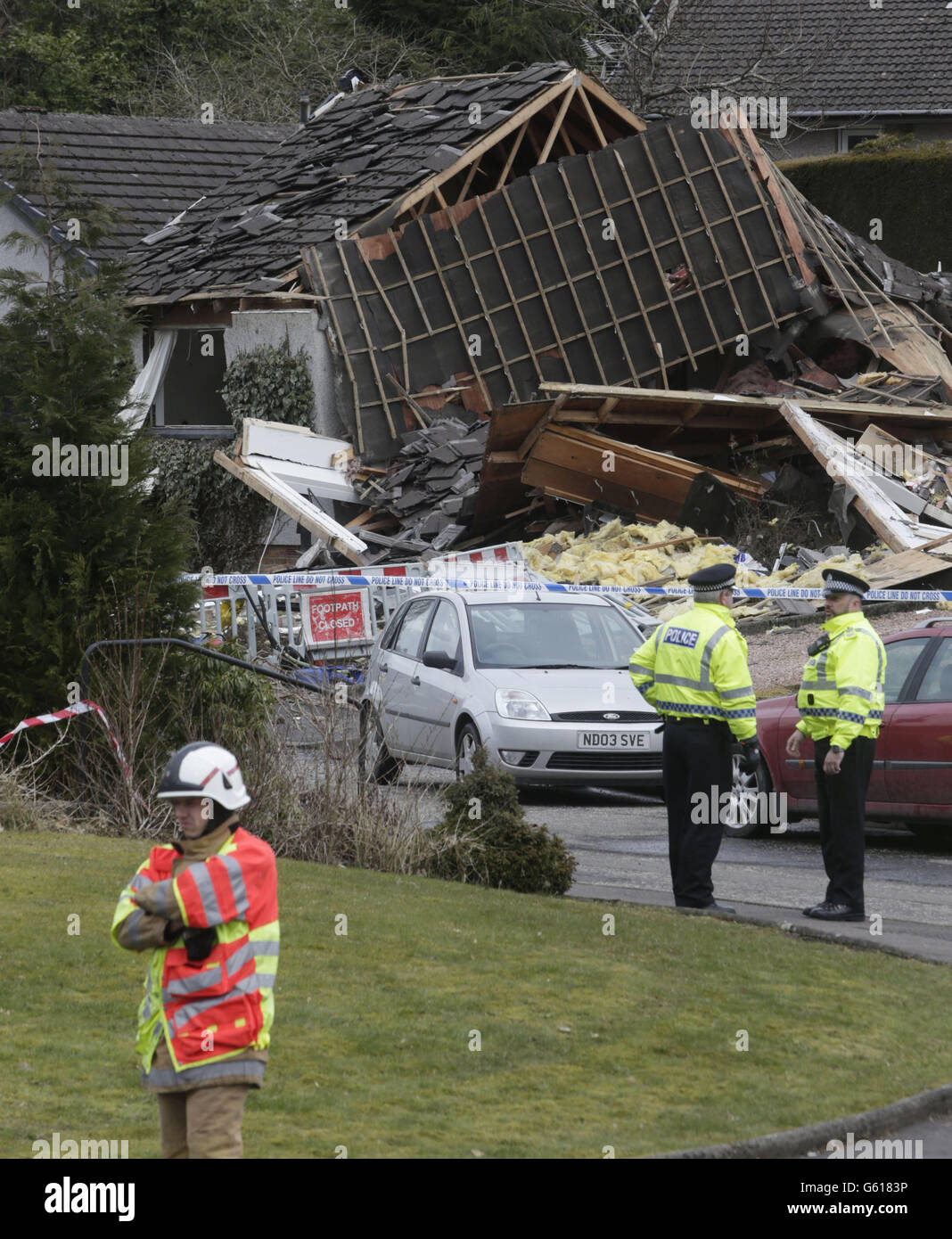 The scene following explosion on murdiston avenue in callander hi-res ...