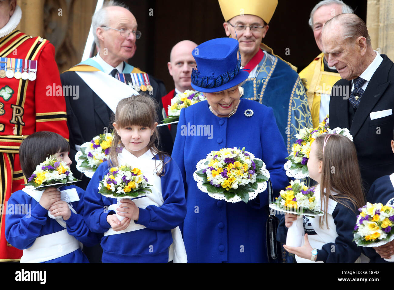 Queen Elizabeth II and the Duke of Edinburgh with children as they ...