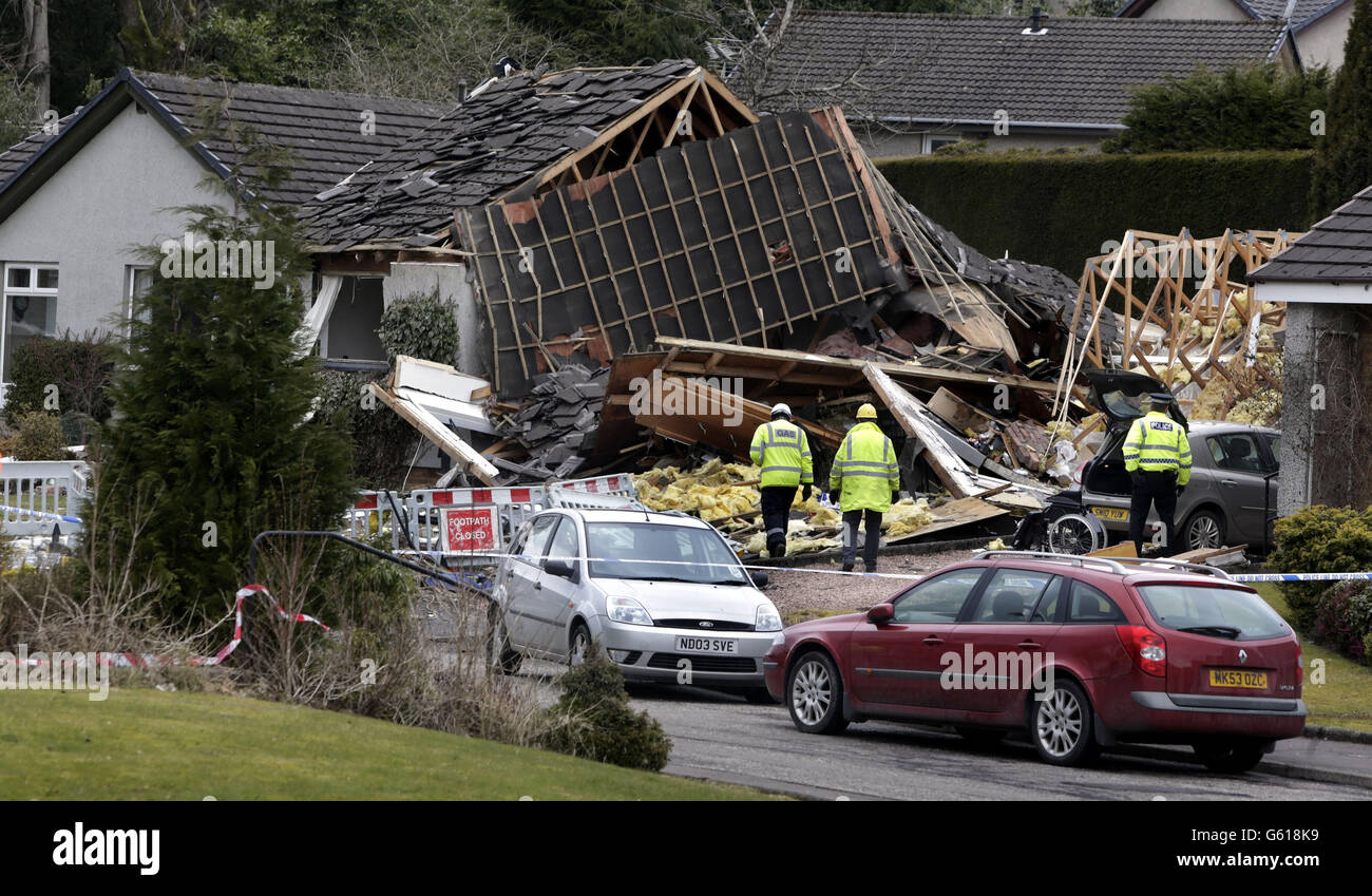 The scene following explosion on murdiston avenue in callander hi-res ...