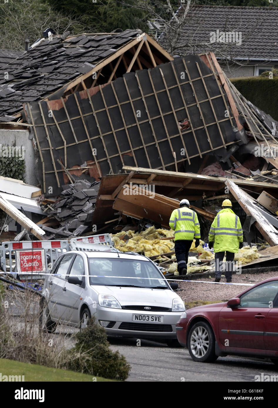 The scene following explosion on murdiston avenue in callander hi-res ...