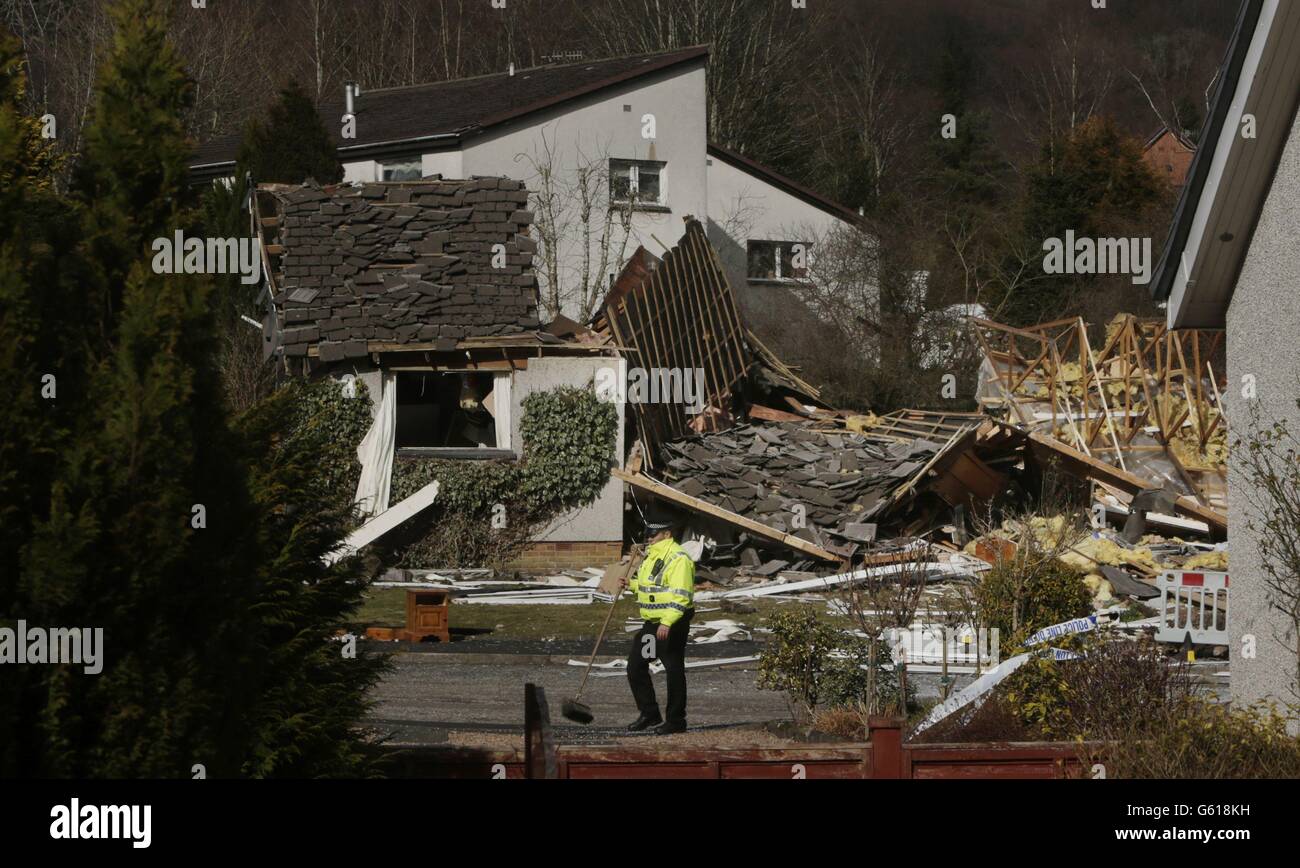 The scene following explosion on murdiston avenue in callander hi-res ...