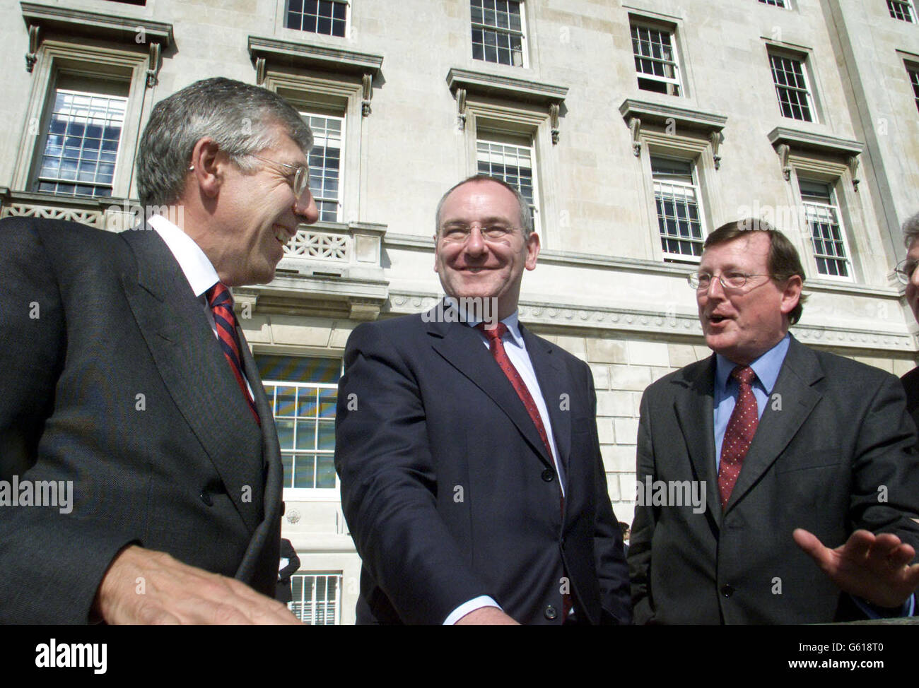 British Foreign Minister Jack Straw (left), Deputy First Minister Mark ...