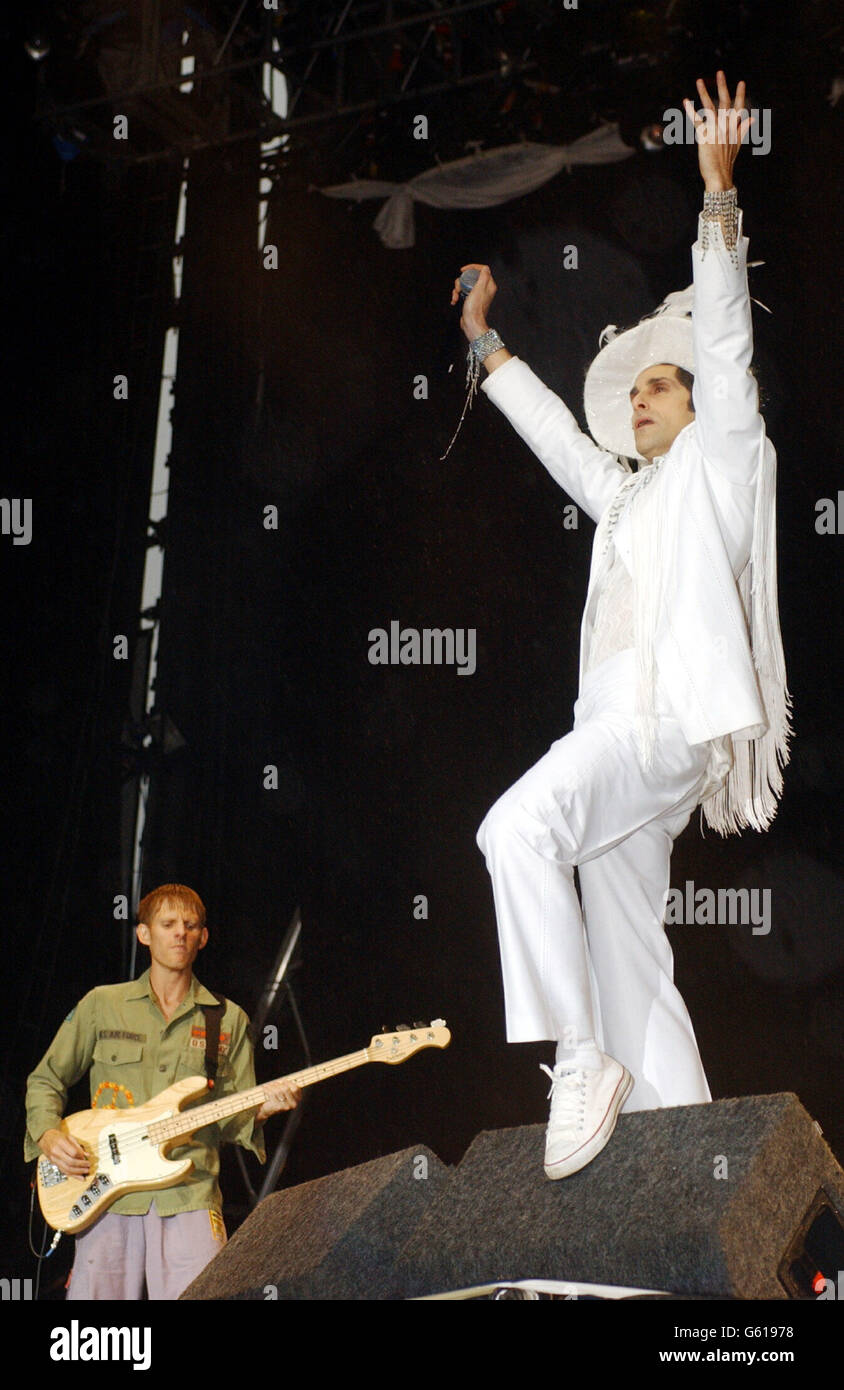 Janes Addiction Singer Perry Farrell Performing On The Main Stage At