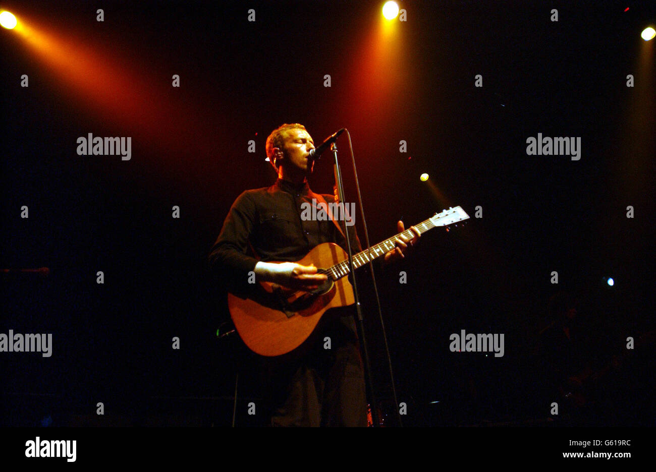 Lead singer of Coldplay Chris Martin performs on stage at the Forum in ...