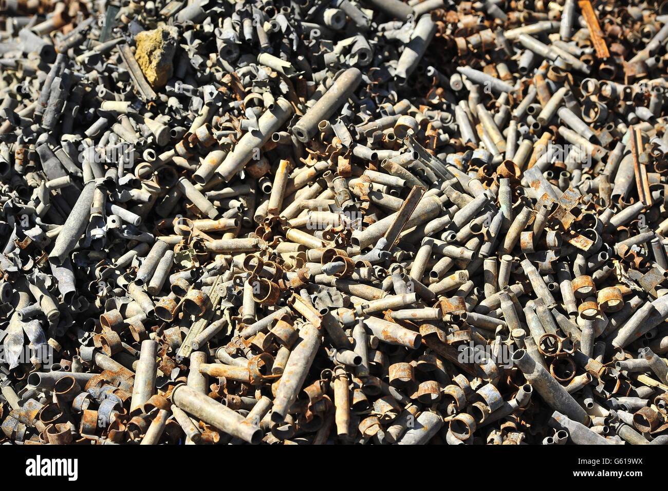 Decommissioned ammunition, which has been through an incinerator to ...