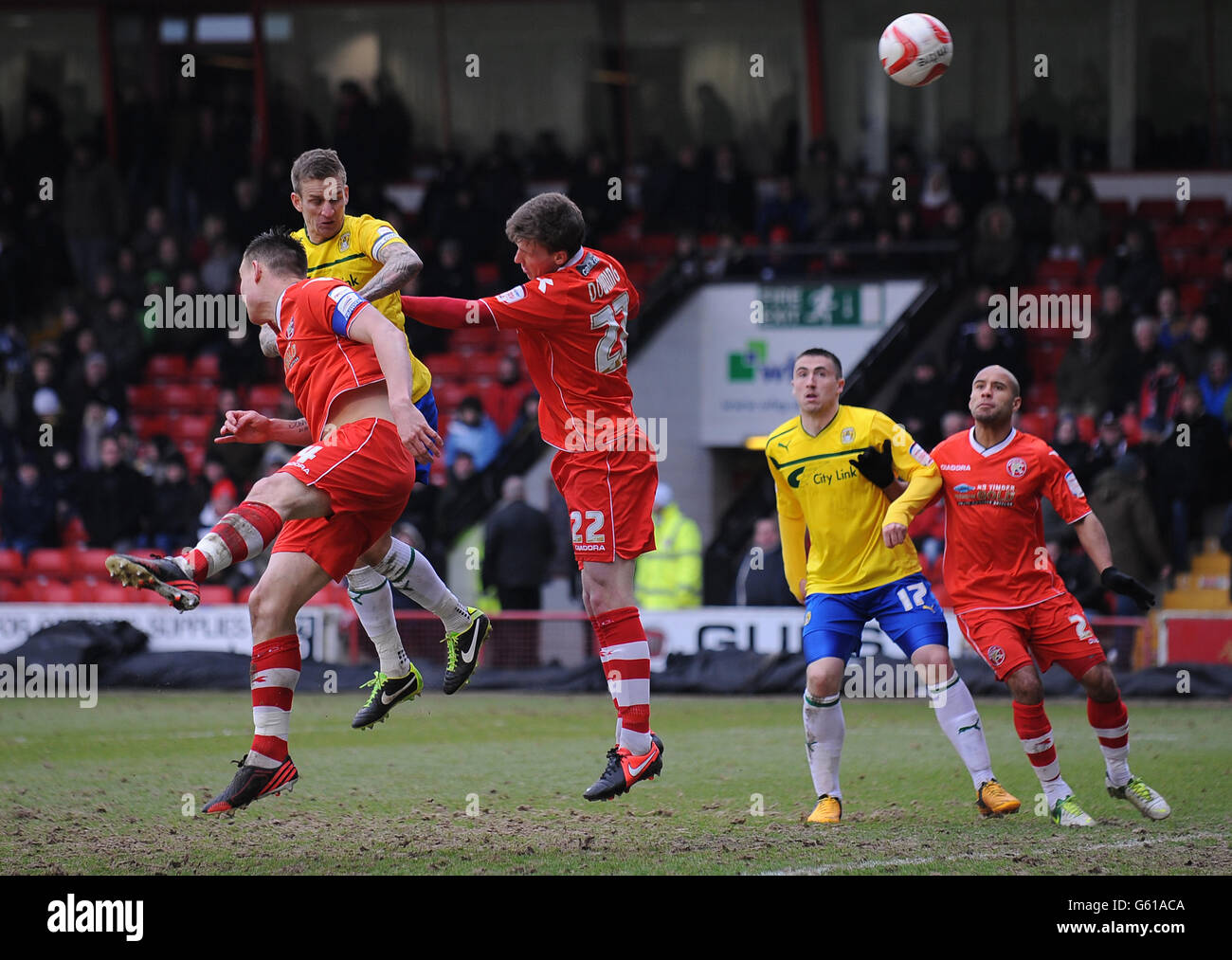 Coventry City's Carl Baker (second left) gets a header on goal against ...