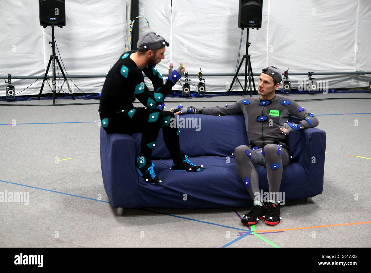 actors Matt Cross (L) and Dawson James at Imaginarium at Ealing Studios in West London where ...