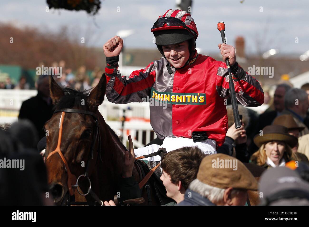 Jamie Hamilton celebrates on Tartan Snow after winning the John Smith's ...