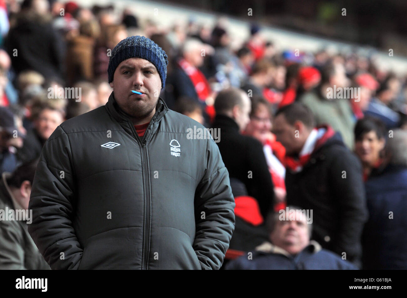 A Nottingham Forest fan in the stands before the game Stock Photo - Alamy