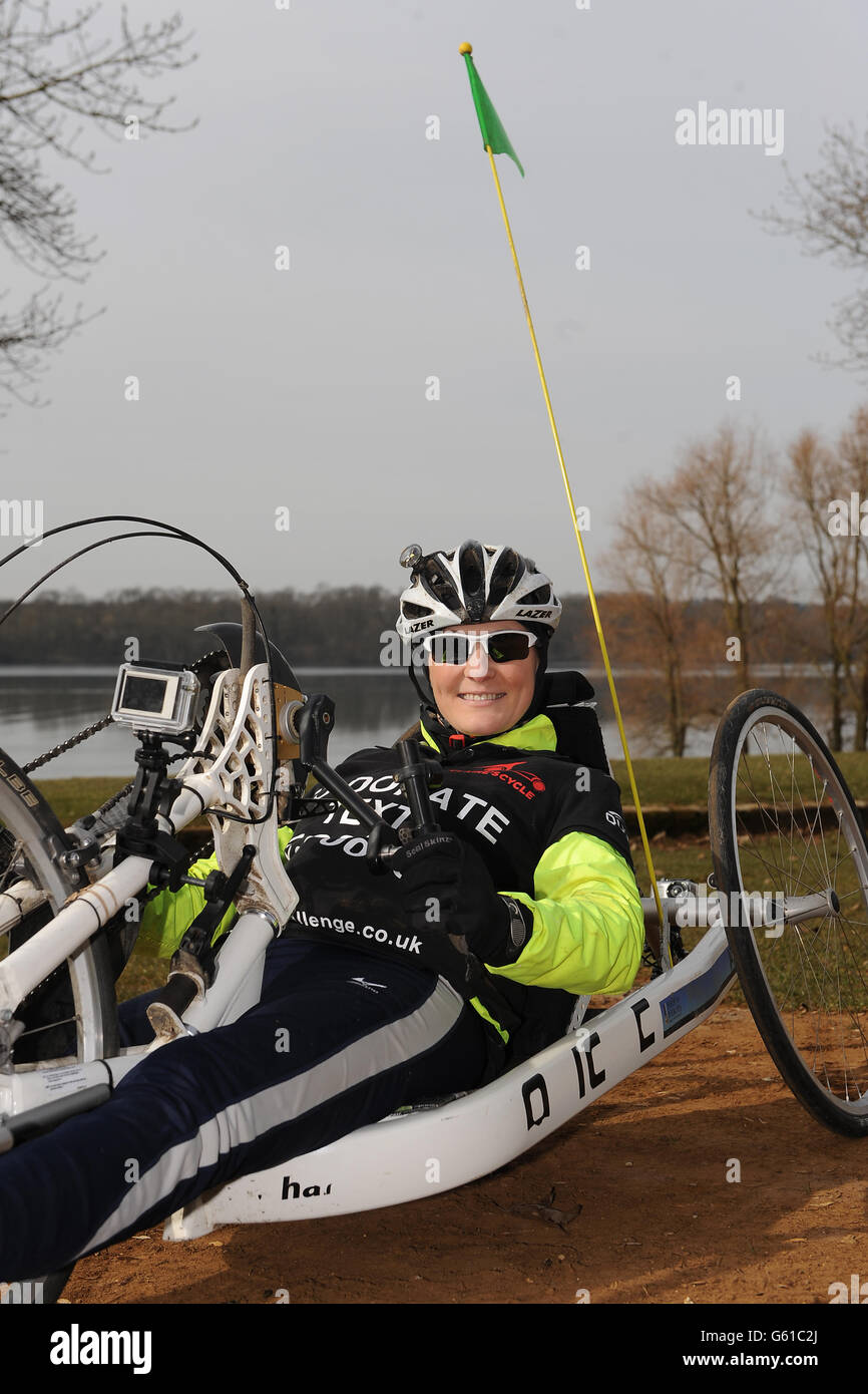 Claire Lomas during her training session around Rutland Water. Claire ...