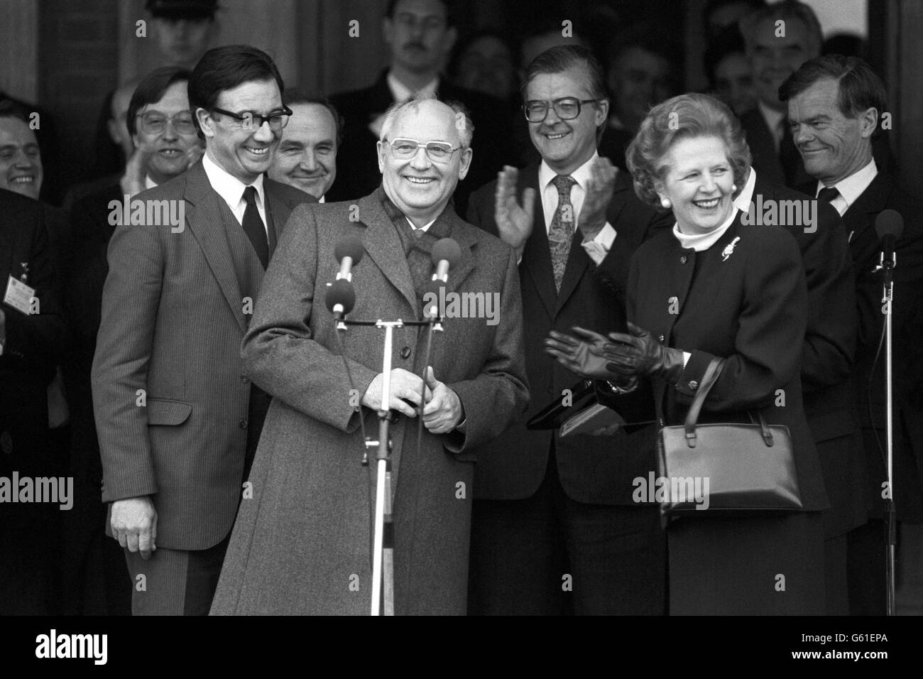 Thatcher applauds Gorbachev Stock Photo - Alamy