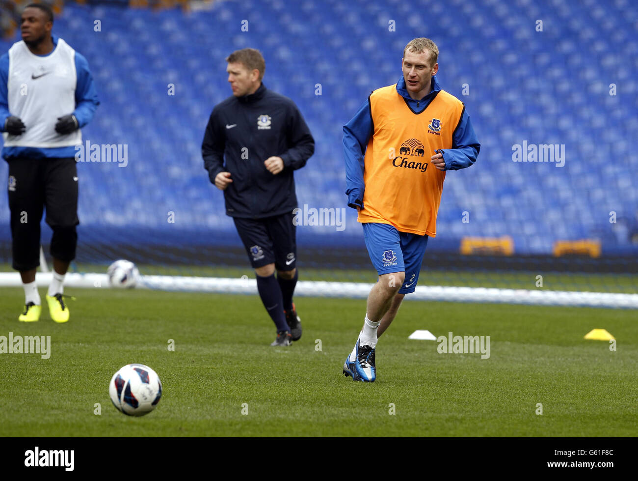 Everton's Tony Hibbert during the open training day at Goodison Park ...