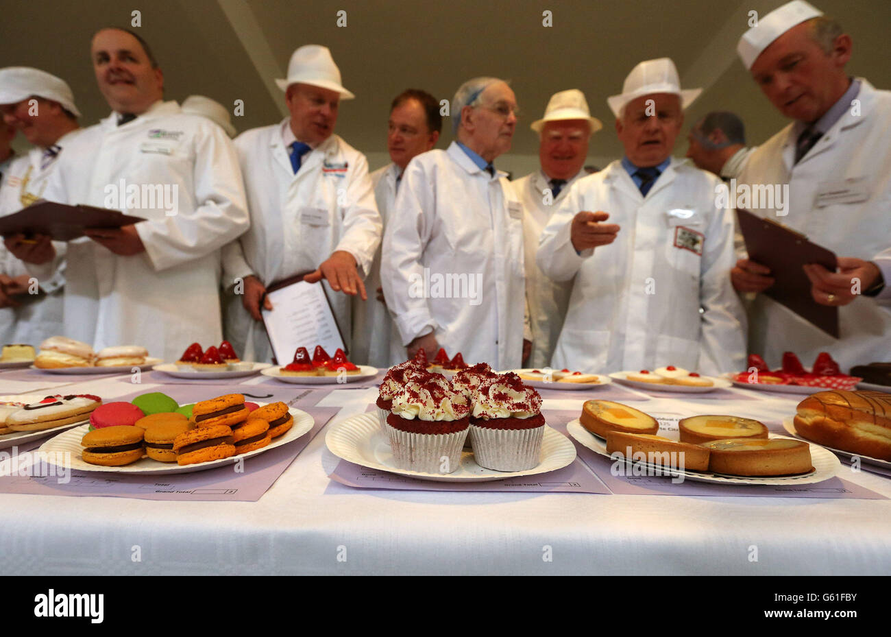 Judges inspect cakes during judging for the Scottish Baker of the Year ...