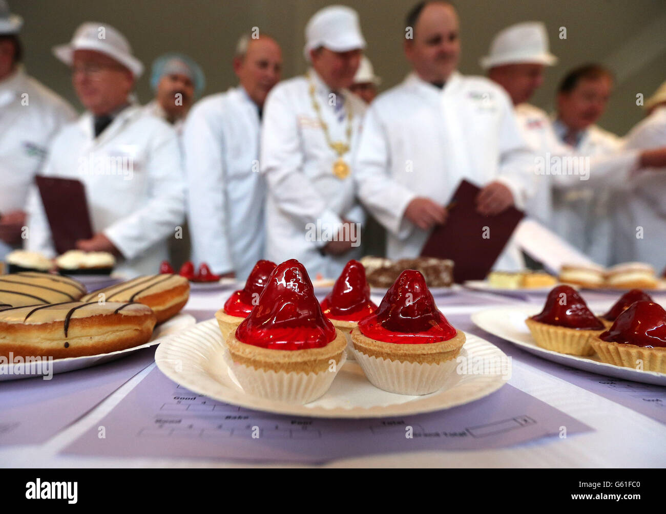 Judges inspect cakes during judging for the Scottish Baker of the Year ...