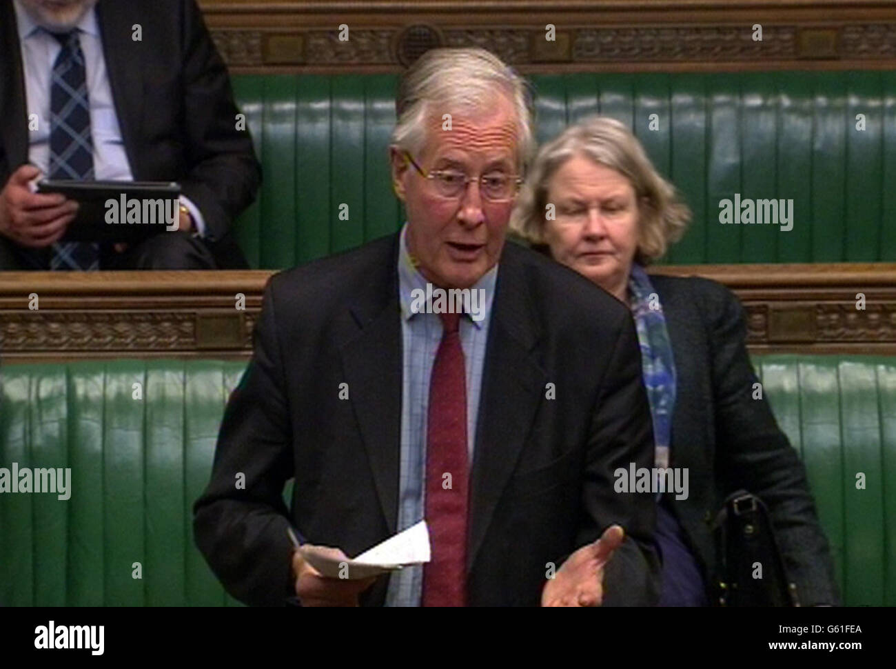 Michael Meacher MP speaks during a tribute to Baroness Margaret ...