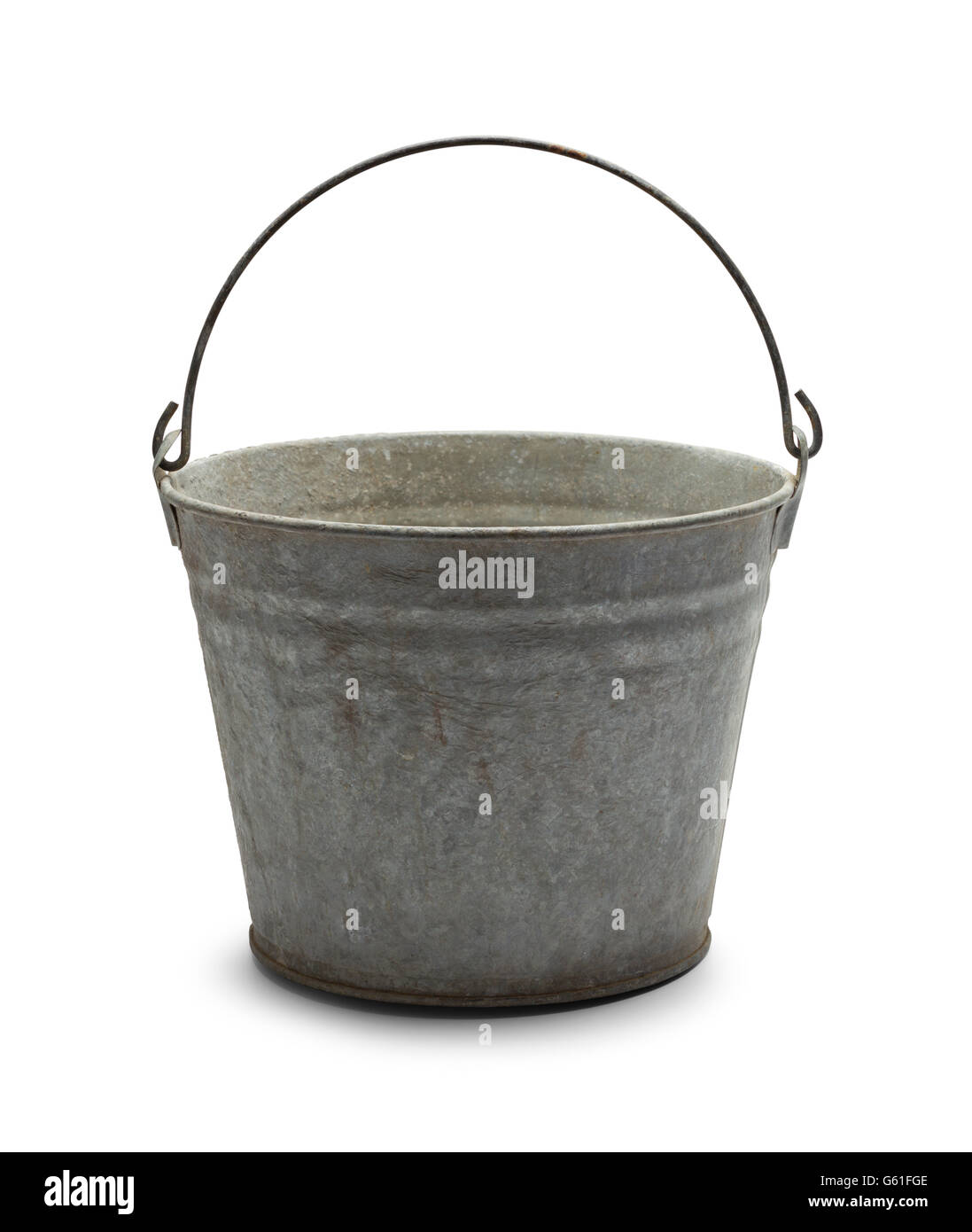 Empty Vintage Steel Bucket Isolated on White Background Stock Photo - Alamy