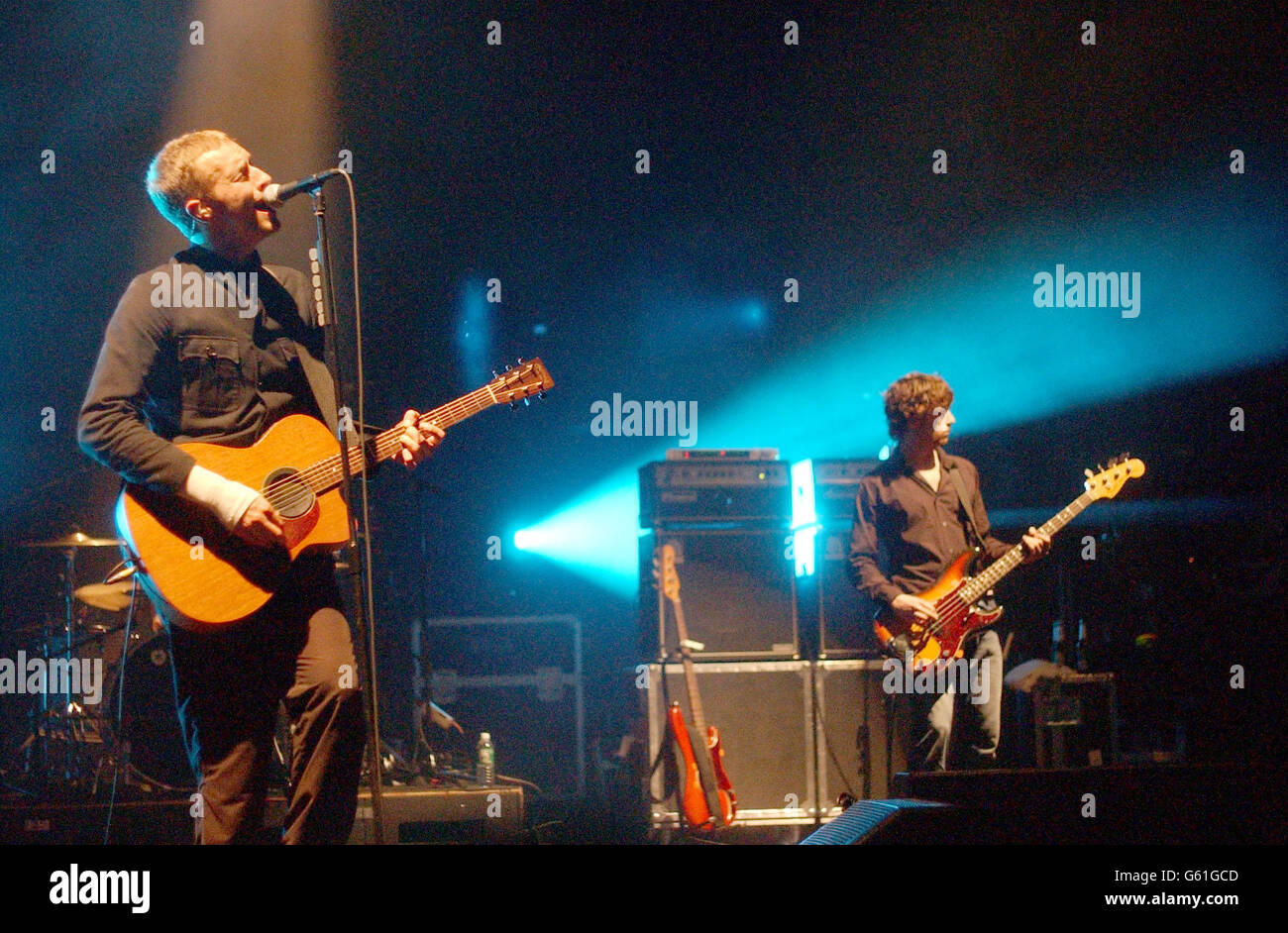 Lead singer of of Coldplay, Chris Martin, performing in concert at the ...