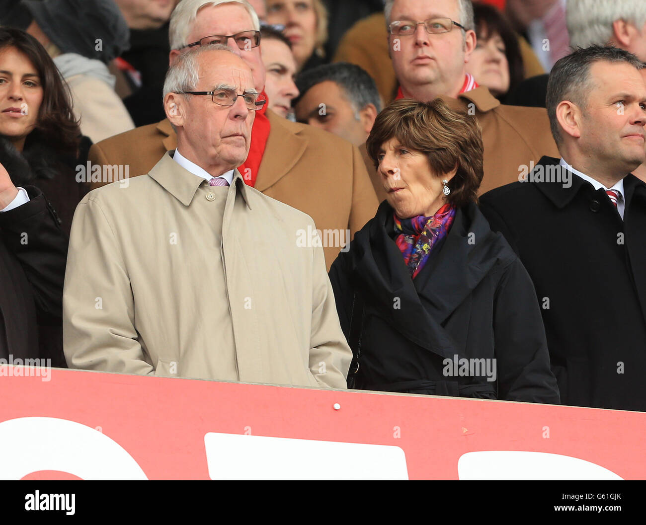 Stoke City's chairman Peter Coates (left) watches from the stands with ...