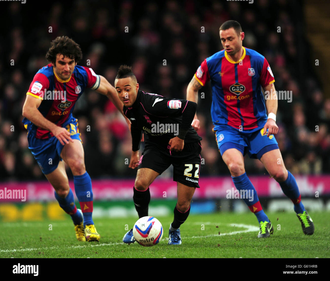 Birmingham City's Nathan Redmond (centre) and Crystal Palace's Mile ...