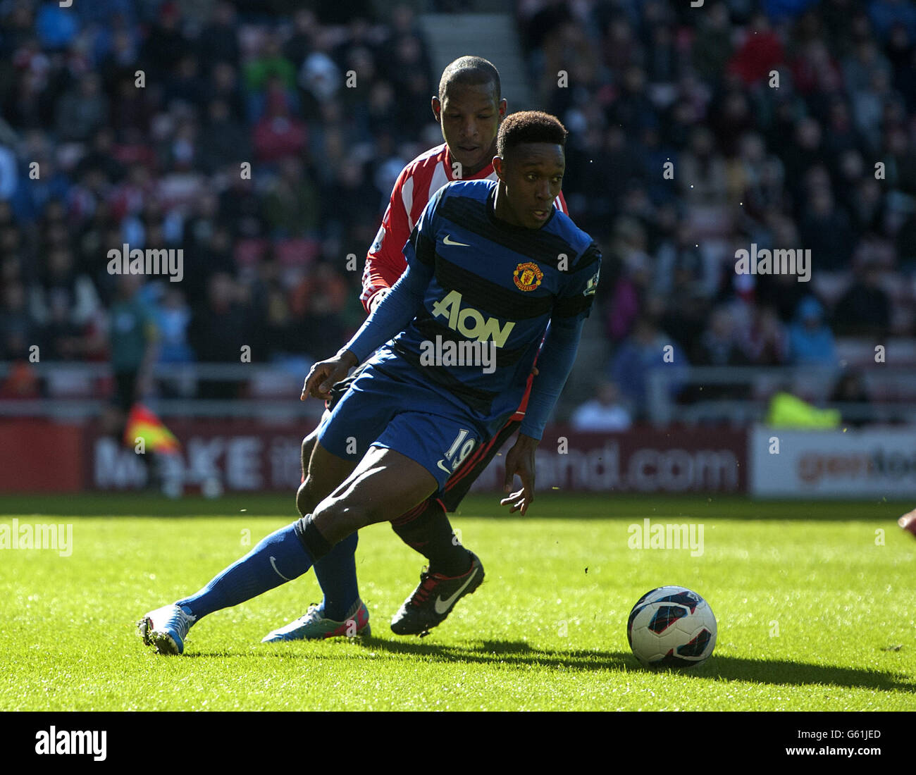 Sunderland's Titus Bramble (back) and Manchester United's Danny Welbeck ...