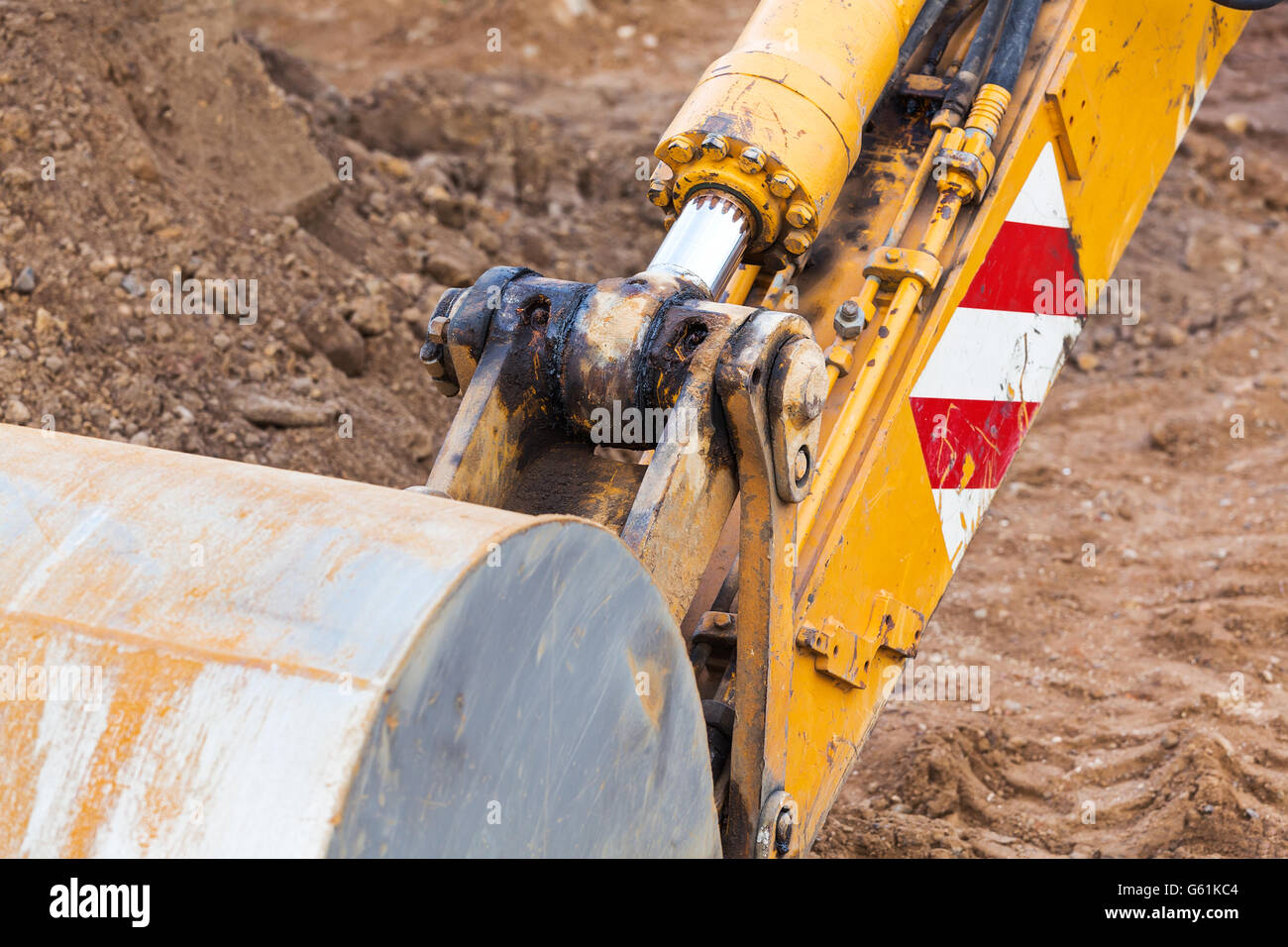 Excavator scoop - heavy industrial hydraulic equipment Stock Photo - Alamy