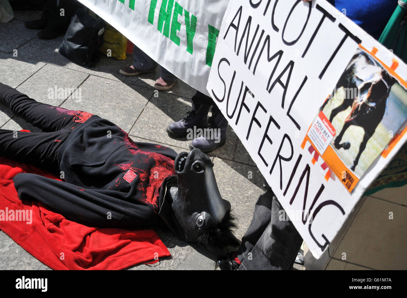 John Smiths Grand National Animal Cruelty Protest High Resolution Stock ...