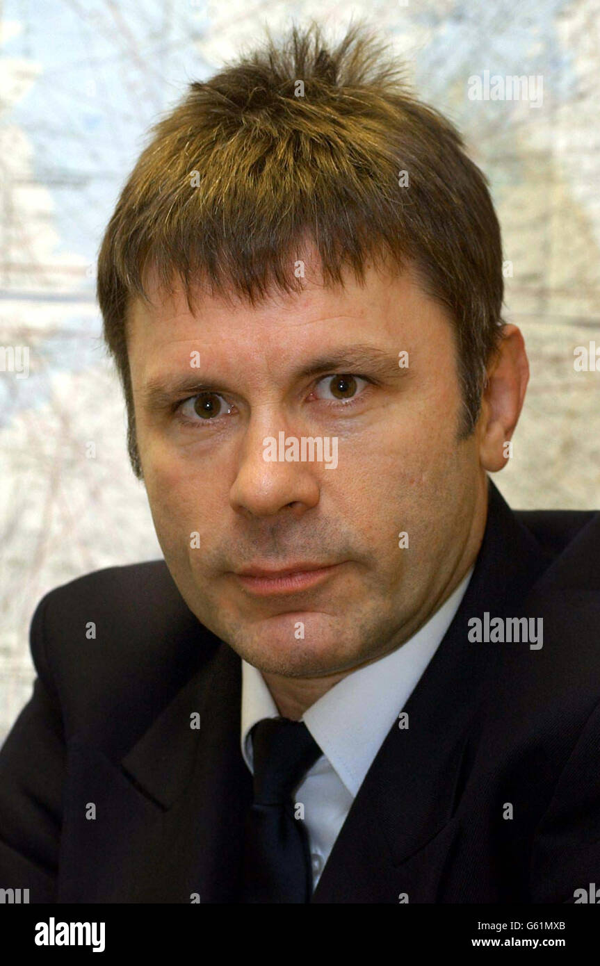 Astraeus Commercial pilot Bruce Dickinson at Gatwick office ...