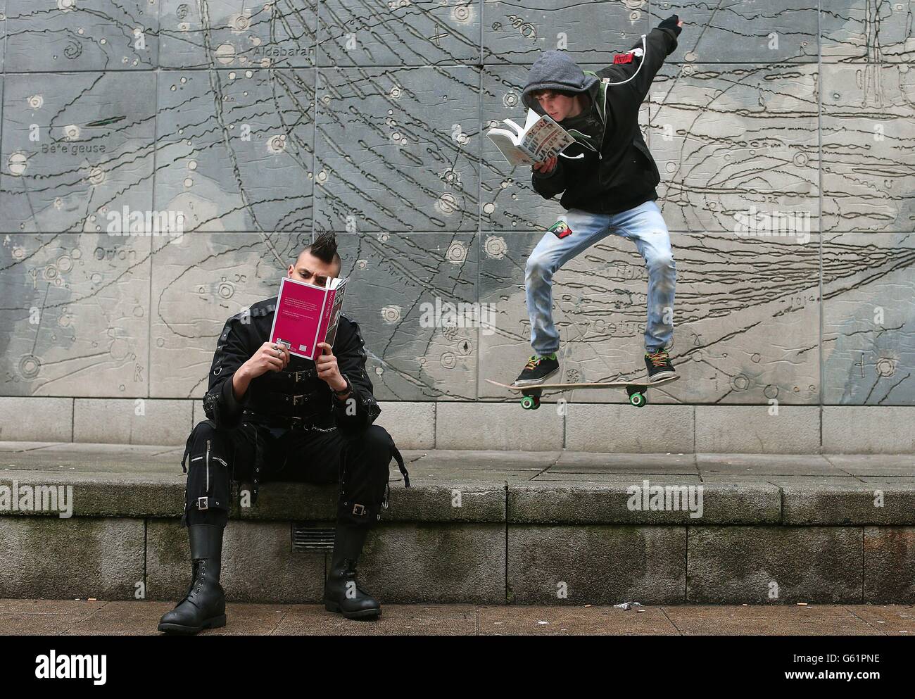 Punk Rocker Alexander Geroult and Skateboarder David Blake reading ...