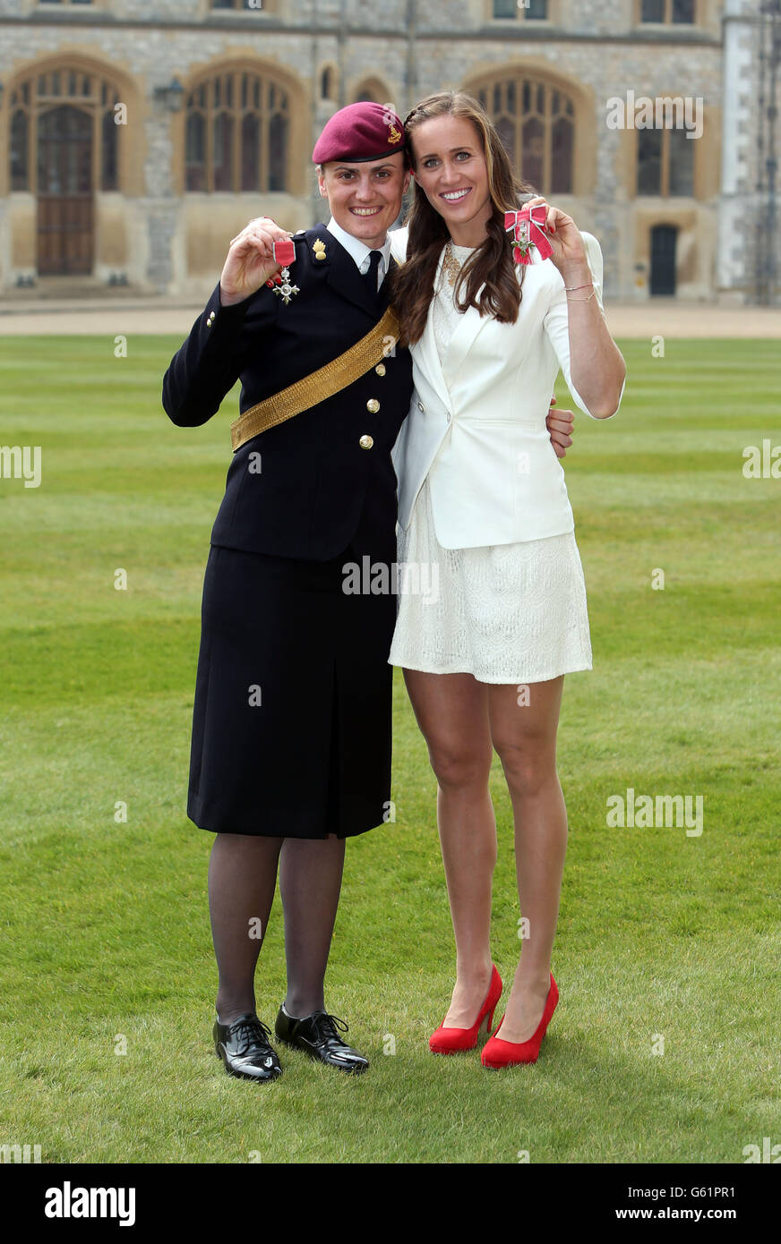 Rowers Helen Glover (right) and Captain Heather Stanning (left) pose ...