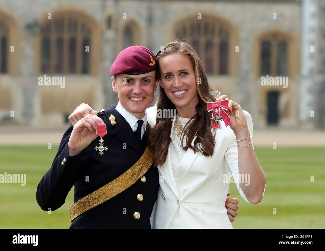 Rowers Helen Glover (right) and Captain Heather Stanning (left) pose ...