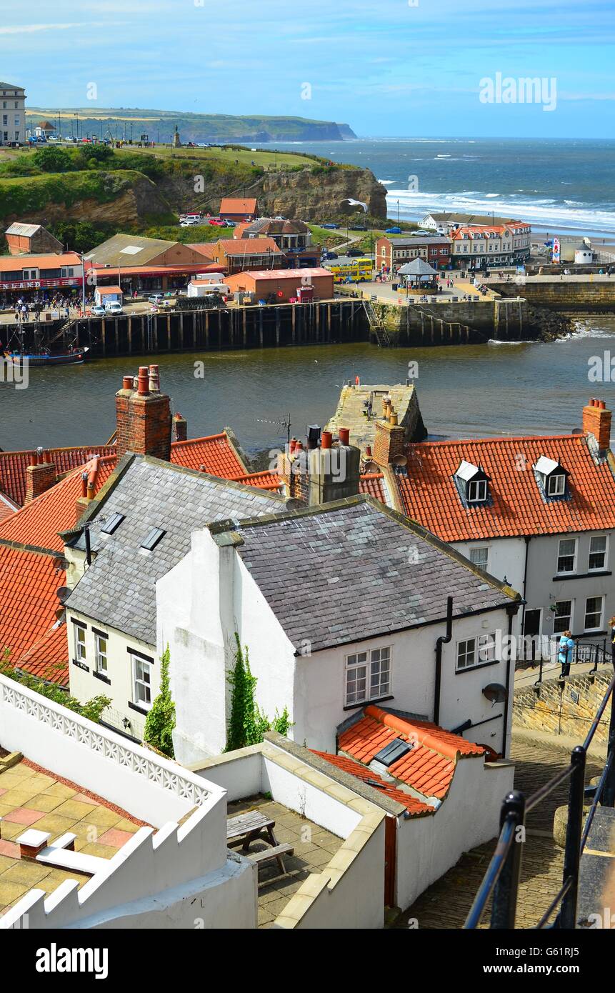199 steps leading down towards the old town of Whitby in the North ...