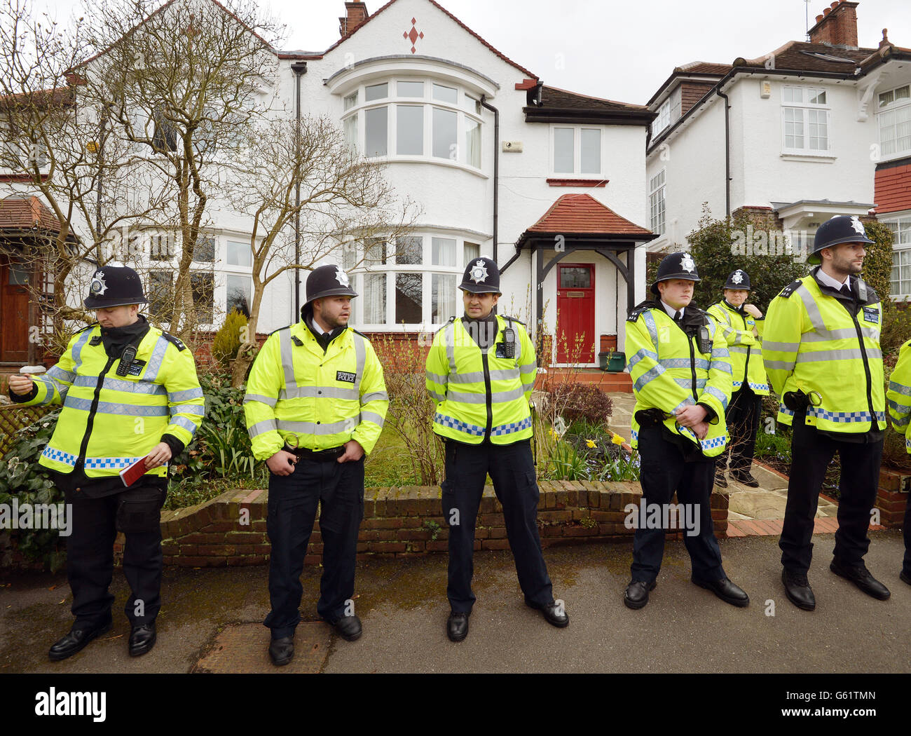 A police cordon stands outside what is believed to be the home of Lord ...