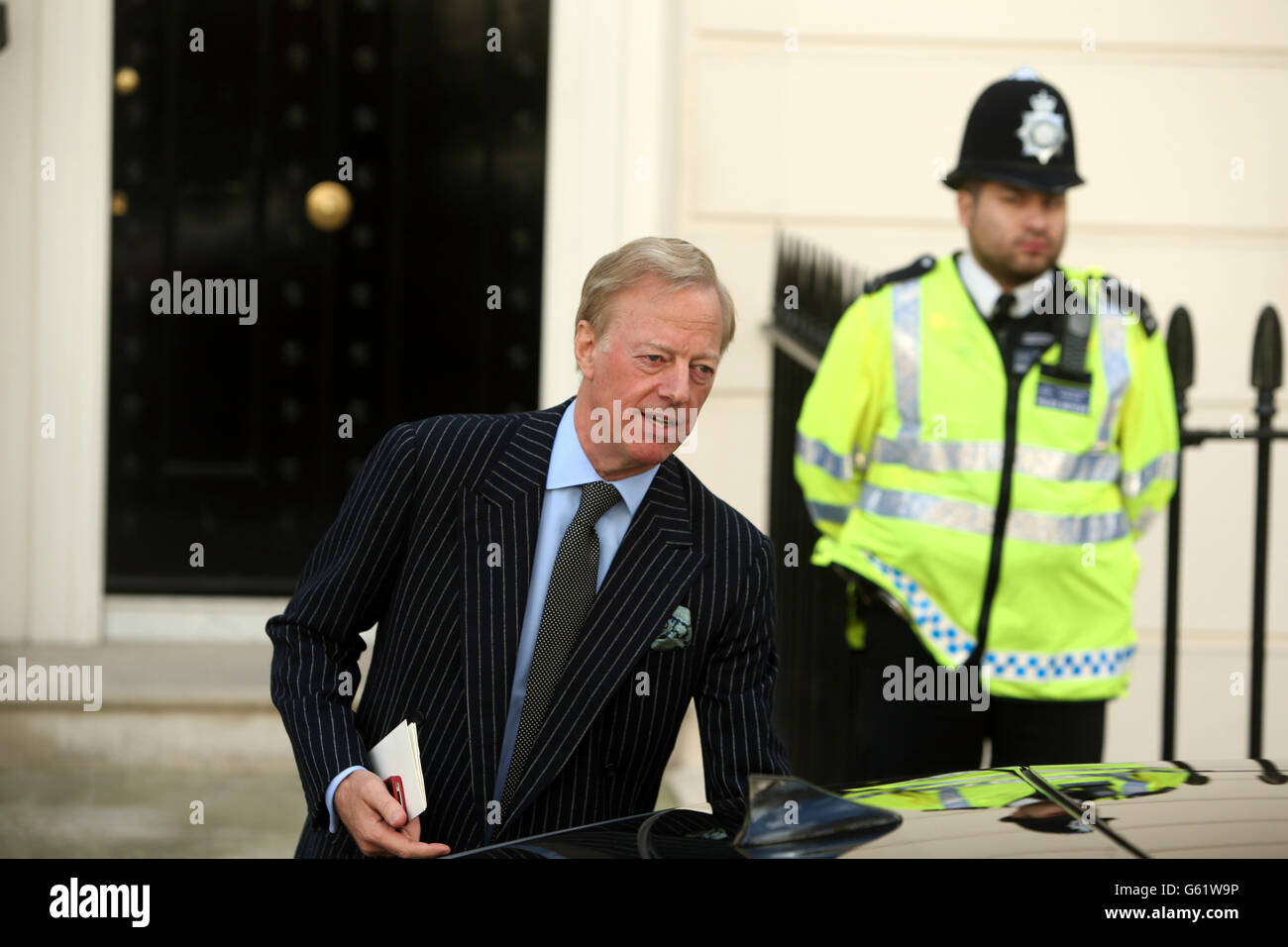 Mark Thatcher leaves the home of his late mother former Prime Minister ...