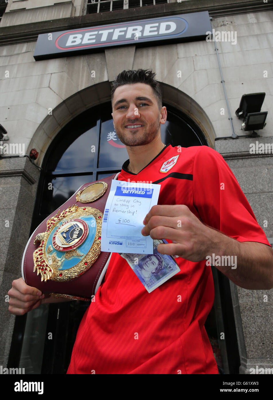 Welsh boxer cleverly with his betfred betting slip for hi-res stock ...