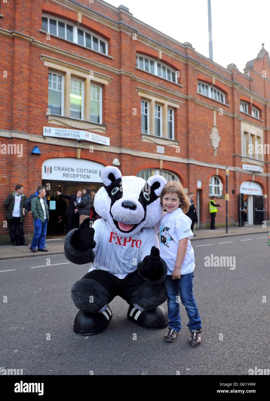 Fulhams mascot billy the badger meets fans hi-res stock photography and ...