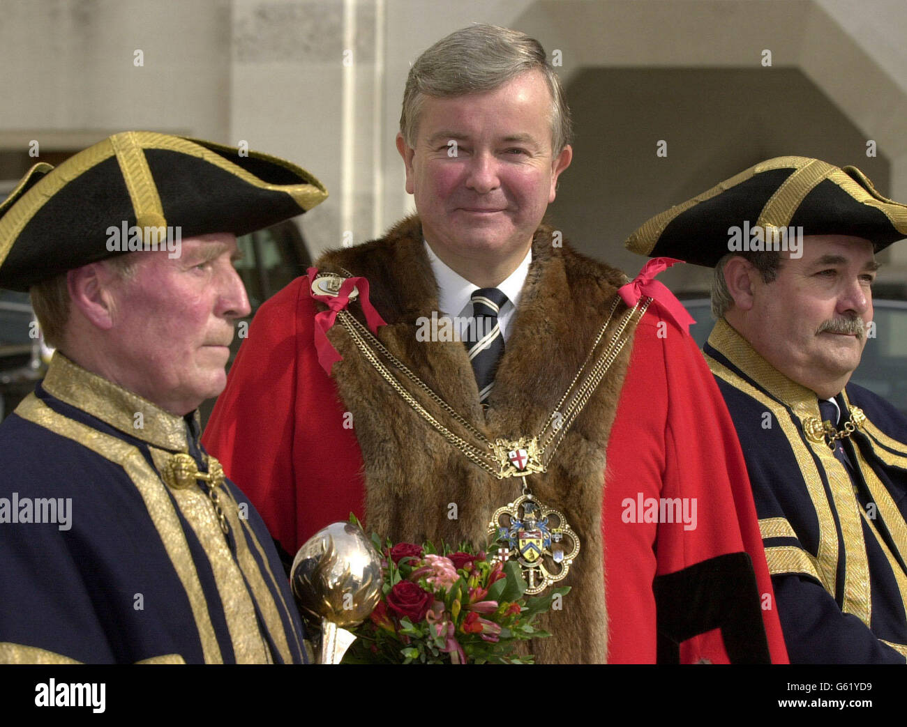 Lord Mayor of London Elect Alderman Gavyn Arthur (centre) is flanked by ...