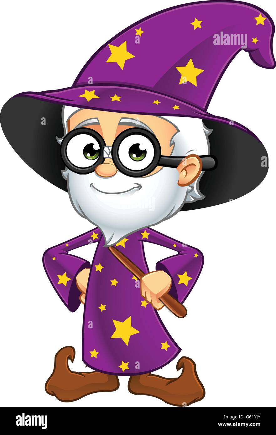 Old Wizard In Purple Stock Vector Image & Art - Alamy