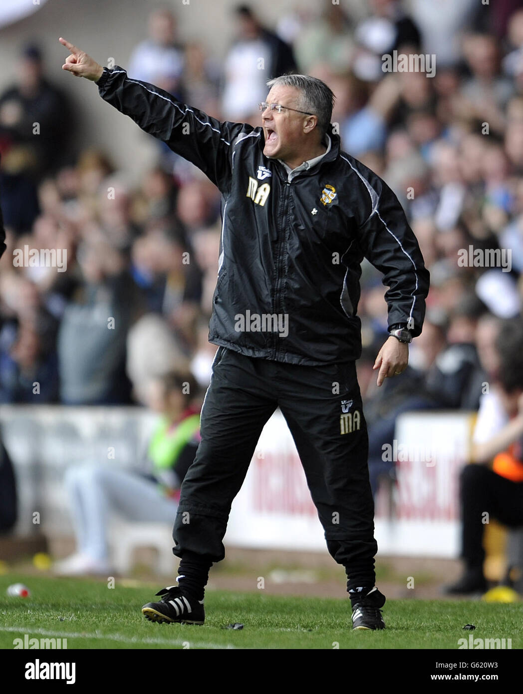 Port Vale's manager Micky Adams reacts on the touchline during the ...